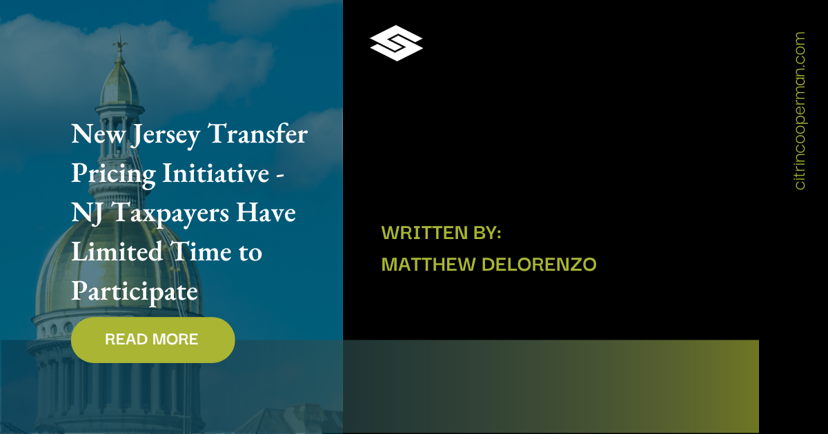 New Jersey Transfer Pricing Initiative