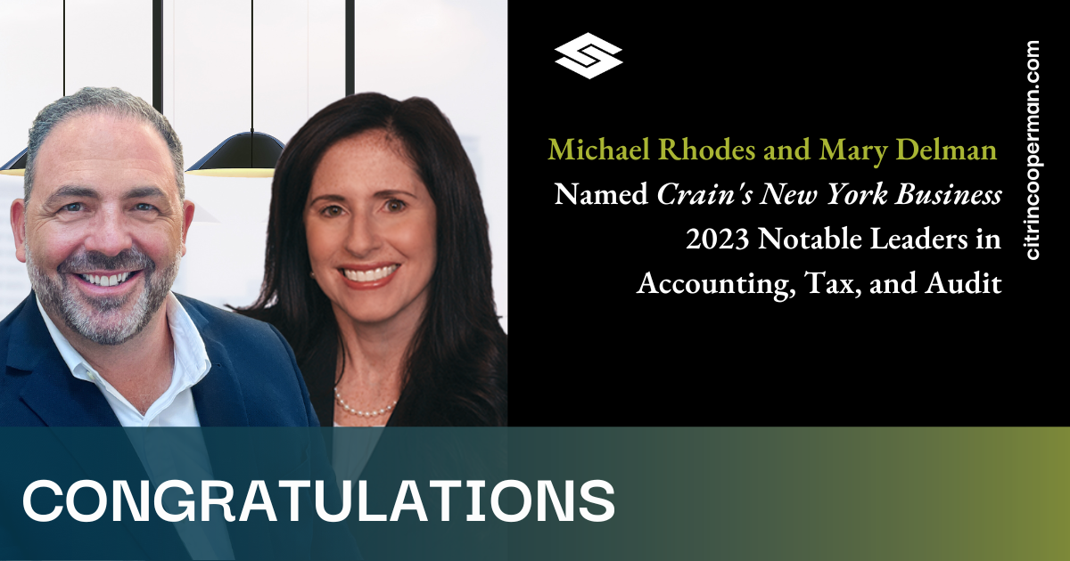 Michael Rhodes and Mary Delman Named Crains New York Business 2023 Notable Leaders