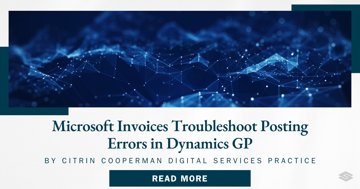 Microsoft Invoices Troubleshoot Posting Errors in Dynamics GP