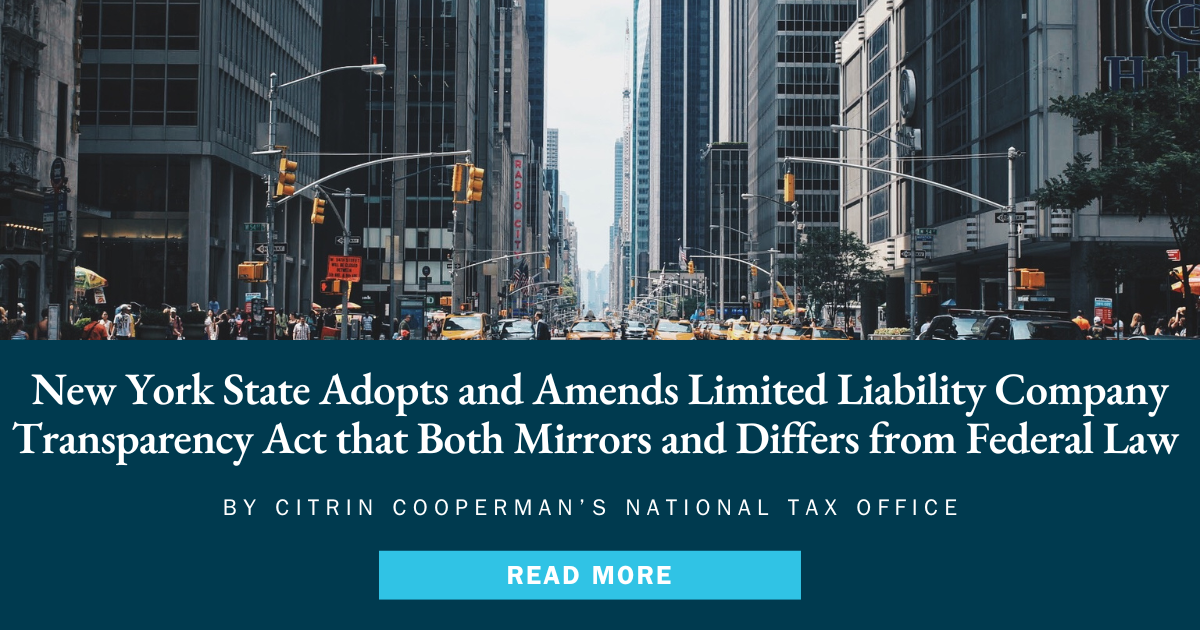 New York State Adopts Limited Liability Company Transparency Act that ...