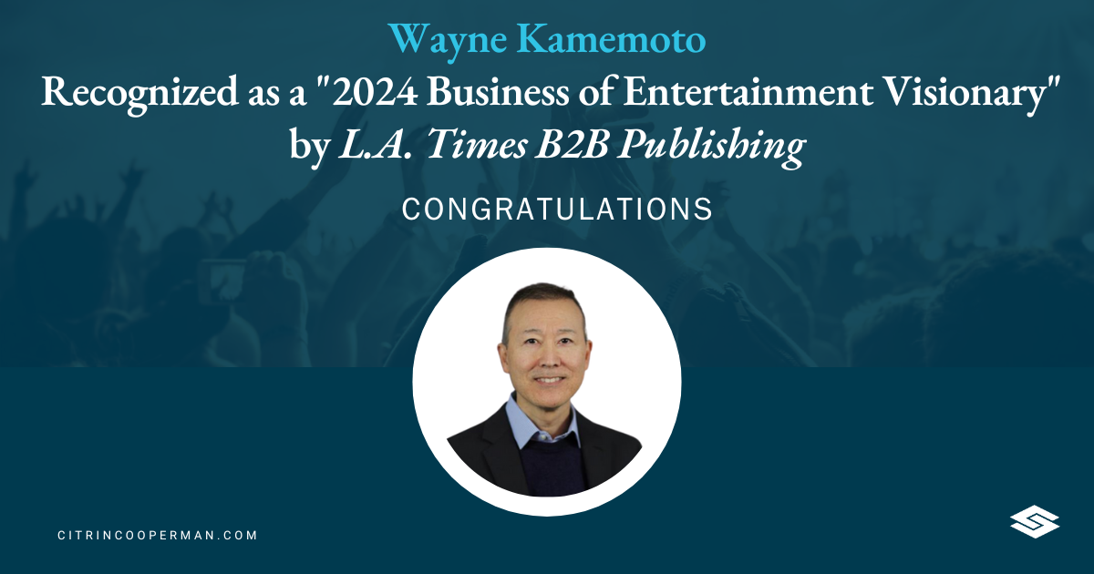 Wayne Kamemoto Recognized as a 2024 Business of Entertainment Visionary ...