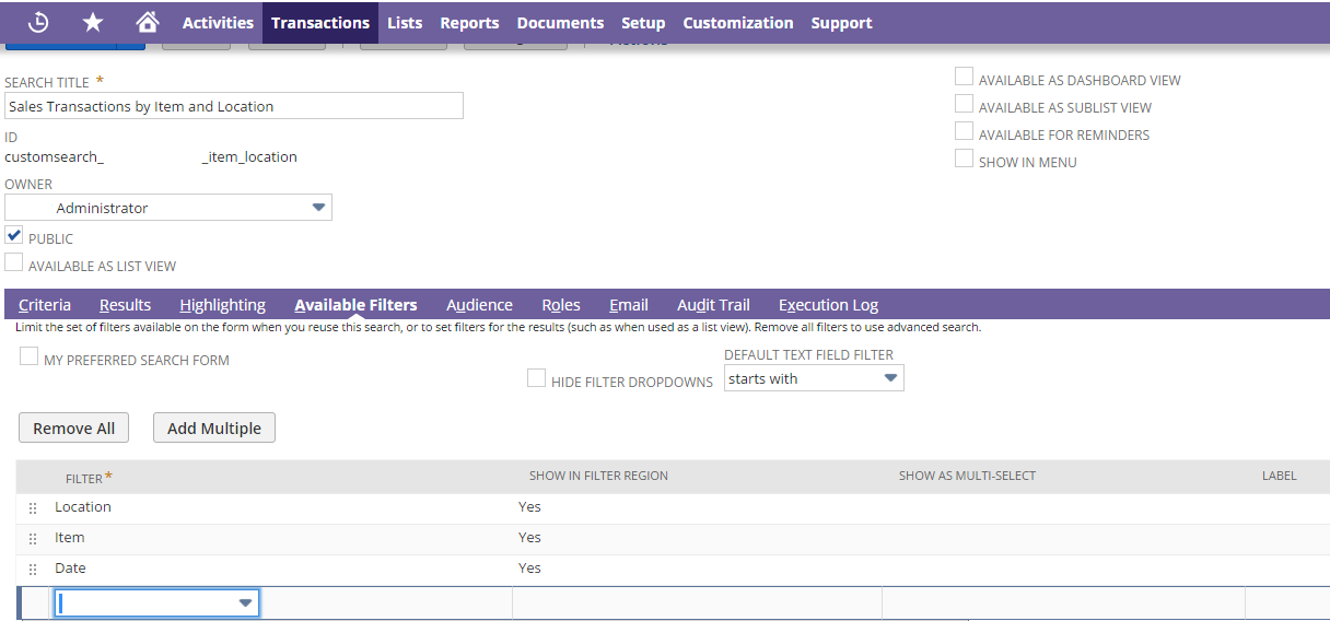 NetSuite Saved Searches Enabling Drill Through Functionality
